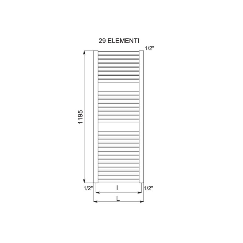 Cordivari Termoarredo Claudia 1195x550 Bianco - Scaldasalviette 29 Elementi